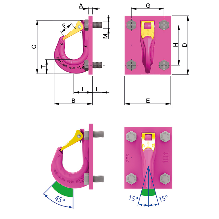 mounting hook VCGH-G M 24x35mm Steel for 651,62